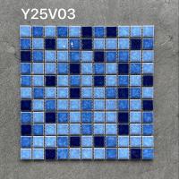 China 25X25mm Swimming Pool Glass Mixed Mosaic Pool Fish Pond Exterior Wall Entertainment Venue for sale