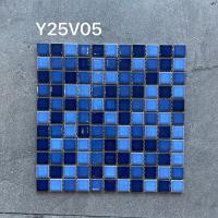 China 25X25mm Blue Mix Swimming Pool Mosaic Tiles Blue Ceramic Tiles Mosaic for sale
