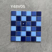 China Deep Teal 300x300mm Alkali Resistant Ceramic Mosaic Tiles Glossy Porcelain For Outdoor Pool Deck for sale