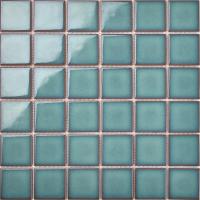 China Moss Green 25x25mm Heat Insulation Ceramic Mosaic Tiles Matte Ceramic For Kitchen Backsplash Panel for sale