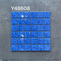 China Hot Sale 48*48mm Swimming Pool Blue Ceramic Mosaic Tiles for sale