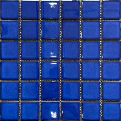 China Ceramic Ice Crackle Mosaic Tile 300x300 Glazed Aqua Blue for Swimming Pool for sale