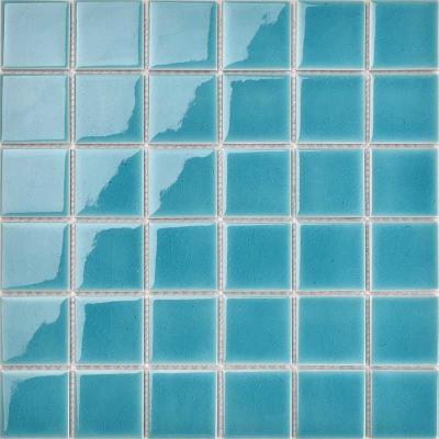 China Pure White 48x48mm Fade Resistant Ceramic Mosaic Tiles Glossy Porcelain For Interior Wall Panel for sale