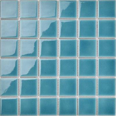 China Blue Single Ice Crack Glazed Ceramic Mosaic Swimming Pool Tile for sale