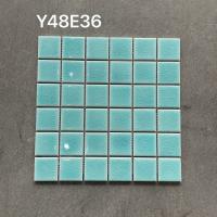 China Modern Glazed Ceramic Mosaic Tiles Light Blue Bright Surface For Swimming Pool for sale