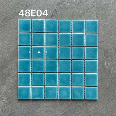 China Porcelain Ice Crackle Mosaic Tile 300x300 Glazed Aqua Blue for Swimming Pool for sale