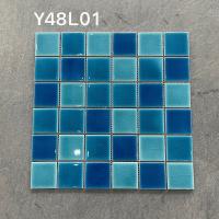 China Polished Glazed Green Ceramic Mosaic Floor Tile For Pool And Bathroom for sale