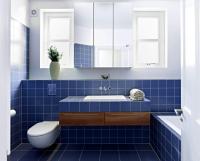 China Blue Ocean Wave Ripple Ceramic Mosaic Tile Smooth Square 97X97mm for Swimming Pool for sale