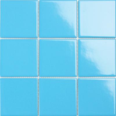 China Pure Blue Swimming Pool Ceramic Mosaic Tiles Glossy Glazed 97x97 for sale