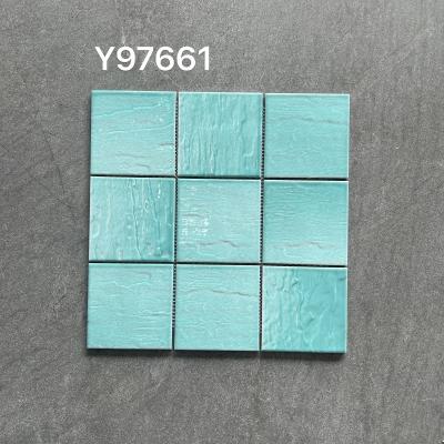 China Non Slip Porcelain Mosaic Pool Tile 97x97 For Swimming Pool for sale