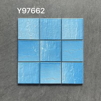 China Swimming Pool Blue Ceramic Mosaic Tiles Waterproof 97x97 For Hotels / Schools for sale