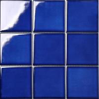 China Cobalt Blue Glazed Swimming Pool Mosaic Ceramic Tile 97x97mm For Hotel Villa for sale
