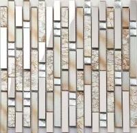 China Long Strip Mix Racked Crackle Ice Crystal Glass Mosaics Use for Wall Backsplash and Bath Room Wall for sale