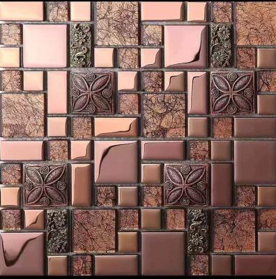 China 30x30 Glass Mix Color Stone Crystal Mosaic Tiles for sale
