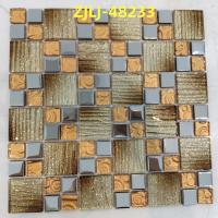 China Mixed Color Gold Plating Mosaic Glass Wall Tiles 300x300mm for sale