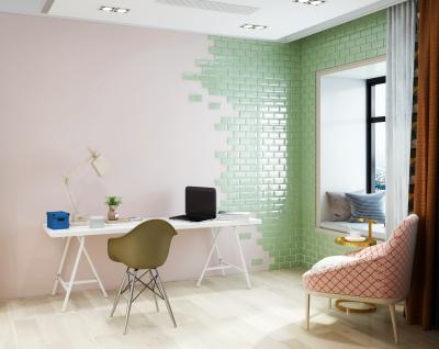 China Bathroom Wall Small Subway Tiles 75x150mm with Green Color Glossy Surface for sale