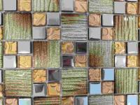 China Bathroom Kitchen Wall Decorative Glass Mosaics Marble Designs Stone Mix Metal Mosaic Tiles for sale