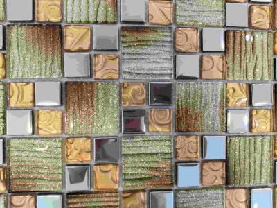 China Bathroom Kitchen Wall Decorative Glass Mosaics Marble Designs Stone Mix Metal Mosaic Tiles for sale