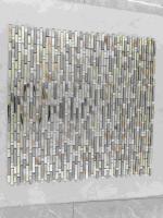 China Light Beige and Silver Color Polished Surface Glass Mix Stainless Steel Mosaic for KTV Bar Mall Hotel Villa Decoration for sale