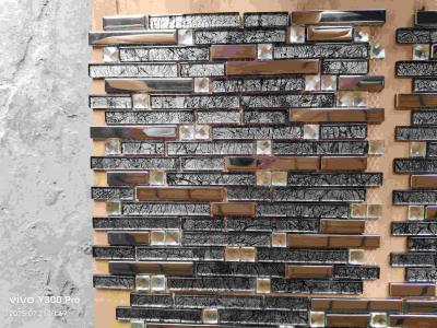 China Square & Rectangle  glass Mosaic Electroplate Design Decorative Backsplsah Wired Glass Mosaic Tile for sale