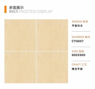 China Chinese Foshan Non slip Full Body Porcelain Floor Tiles Matt Textures 600x600mmm for sale