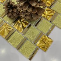 China Kitchen Backsplash Gold and yellow Decorative Mosaic Glass Wall Tile for sale