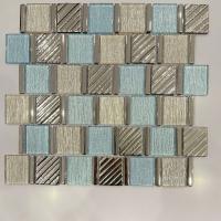 China Blue Backsplash Tile Rectangle Strip Glass Mosaic Tile For Ktichen And Bathroom for sale