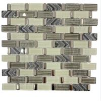 China Contemporary Style Sliver and Grey Stone Mix Glass Mosaic Tile for Wall and Floor Decoration for sale