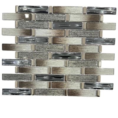 China Crystal Strip Glass Mosaic Tile Sheets Kitchen Backsplash Glass Mixed Glass Mosaic Tile for sale
