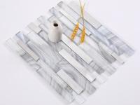 China China Inkjet Light Gray Silver Gold Glitter Kitchen Backsplash Long Glass Mosaic Tile Wholeseller for sale