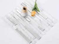 China Inkjet Light Gray Silver Gold Glitter Kitchen Backsplash Long Glass Subway Tile Mosaics for sale
