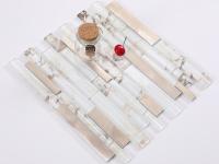 China Long Strip Glass Mixed Aluminum Mosaic For Wall Decoration For Bathroom And Kitchen for sale