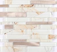 China Strip Gray Wood Grain PVC Peel and Stick Backsplash Silver Metal Mosaic Self Adhesive Aluminous Wall Mosaic Tiles for sale