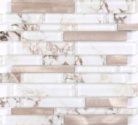China Long Strip Glass Mixed Aluminum Mosaic For Wall Decoration For Bathroom And Kitchen for sale
