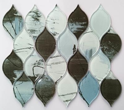 China Leaves Beveled Colorful Glass Mosaic Tiles From China Supplier for sale
