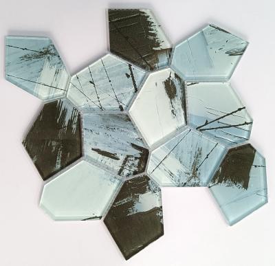 China China wholeseller of Modern Irregular Beveled Mix Pattern Glass Mosaic Tiles for sale