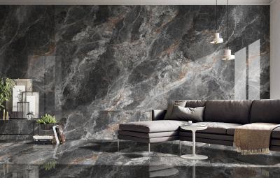 China Modern 600x1200mm Porcelain Tile High-Gloss Dark Black Design for Interior Villa Wall & Floor Decoration for sale