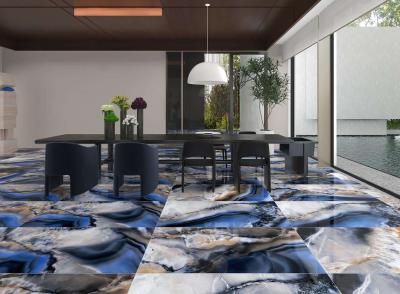 China 60x120 Full Body Blue Glossy Interior Apartment Glazed Polished Porcelain Marble Floor Wall Tiles for sale