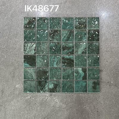 China 48*48mm Ceramic Mosaic Green Swilmming Pool Tile for Hotel Porceain Mosaic for Pool for sale