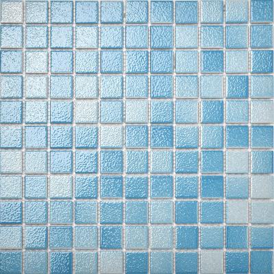China 25X25mm Sandblasting Swimming Pool Ceramic Mixed Mosaic Pool Tile for sale