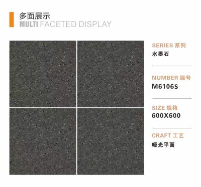 China Dark Grey Terrazzo Matte Anti-slip Floor Tiles 60x60cm Rustic Porcelain Tile for House Decoration for sale