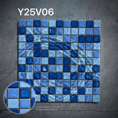 China Precision Mesh Swimming Pool Ceramic Porcelain Glass Mosaic Tile for sale