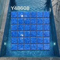 China Hot Sale 48*48mm Swimming Pool Blue Ceramic Mosaic Tiles for sale