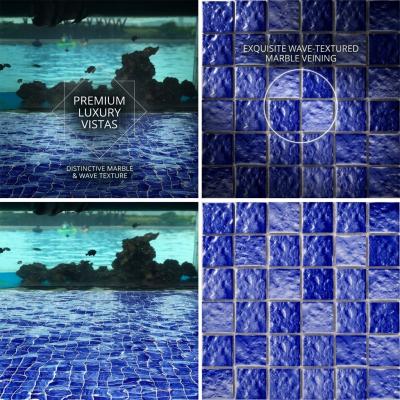 China Foshan New Product Blue Glossy Glazed Porcelain Ceramic Mosaic For Kitchen Bathroom Decoration Mosaic for sale