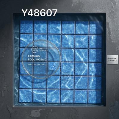 China China Hot Sale 48x48mm/300x300mm Blue and Green Glossy Swimming Pool Mosaic Tile for Sale for sale