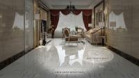 China Beige Carrara Polished Glazed Marble Porcelain Tile 800x800mm Rectified Edge Easy Cleaning For Living Room for sale