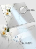 China Beige Carrara Polished Glazed Marble Porcelain Tile 800x800mm Rectified Edge Easy Cleaning For Living Room for sale