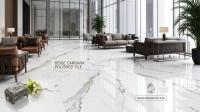 China Beige Carrara Full Body Polished Marble Porcelain Tile 600x1200mm Water Absorption Below 0.5 Percent For Office Building for sale