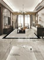 China Beige Carrara Glossy Glazed Marble Porcelain Tile 800x800mm Rectified Edge Easy Cleaning For Balcony Floor for sale