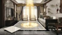 China Beige Carrara Glossy Glazed Marble Porcelain Tile 800x800mm Rectified Edge Easy Cleaning For Balcony Floor for sale